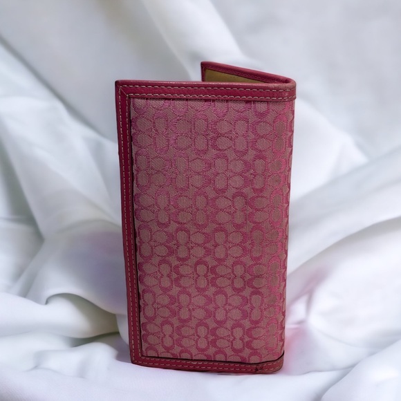 Coach | Accessories | Y2k Coach Pink Signature C Jacquard Checkbook ...